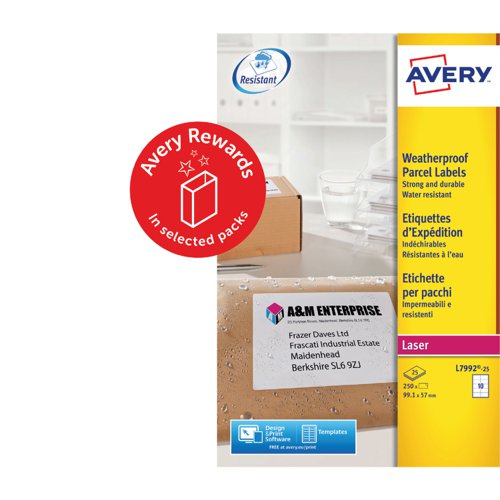 Avery Laser Weatherproof Parcel Label 99x57mm 10 Per A4 Sheet White ...
