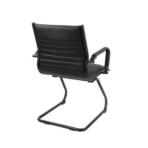 Bari executive visitors chair with black frame - black faux leather