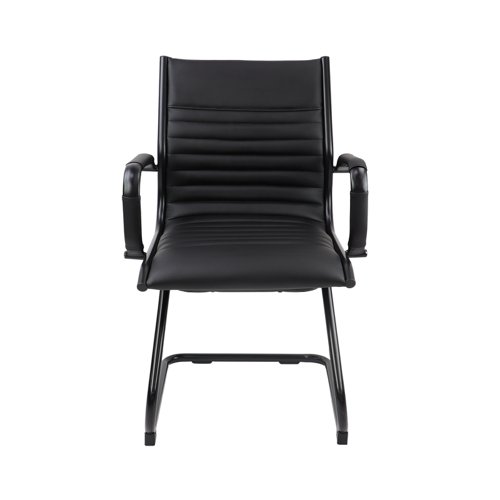 Bari executive visitors chair with black frame - black faux leather