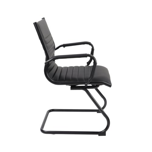 Bari executive visitors chair with black frame - black faux leather