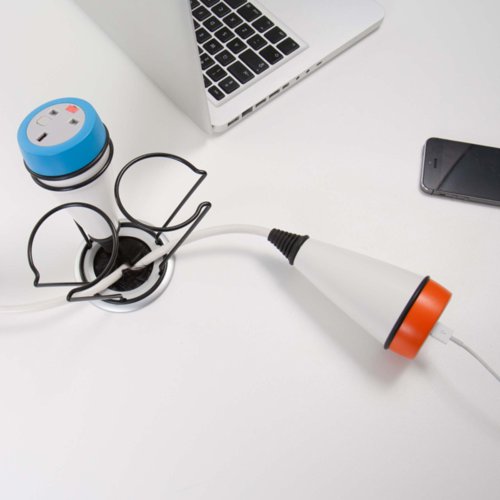 Cluster power module 1 x UK socket - dark blue - Office Monster