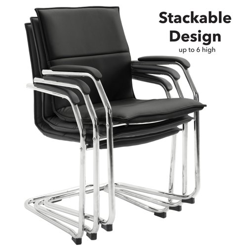 Essen stackable meeting room cantilever chair - black faux leather