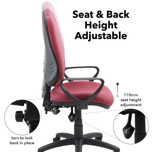 Vantage 100 2 lever PCB operators chair with fixed arms - burgundy ...