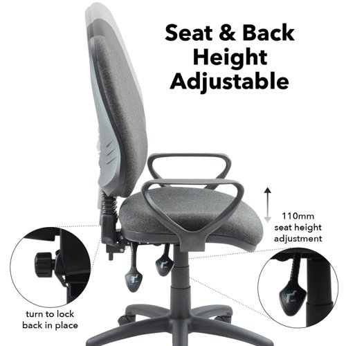 Vantage 100 2 lever PCB operators chair with fixed arms - charcoal ...