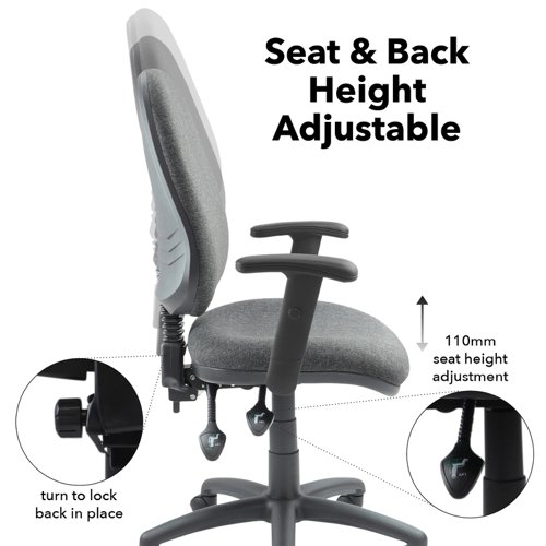 Vantage 100 2 lever PCB operators chair with adjustable arms - charcoal ...