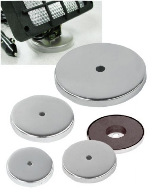 Ceramic Magnet Round Base, Chrome Plated Steel, 16 lb Load Cap, 1.425 ...