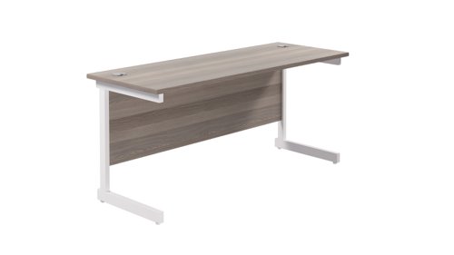 Single Upright Rectangular Desk : 1800X600 : Grey Oak/White